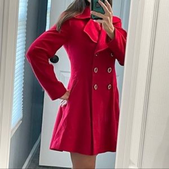 Jessica Simpson | Jackets & Coats | Jessica Simpson Red Peacoat | Poshmark